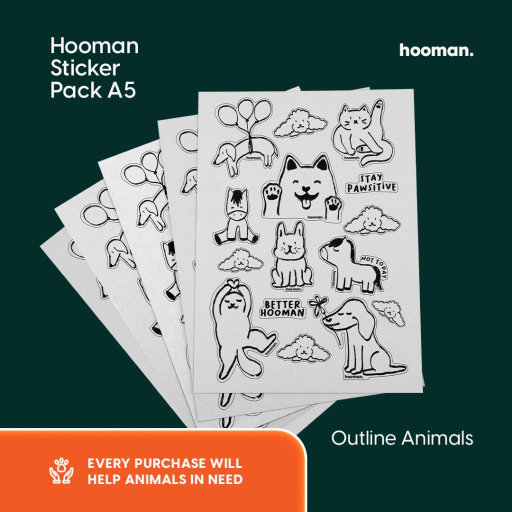 Jual Hooman Sticker Pack A5 - Outline Cat and Dog | Shopee Indonesia
