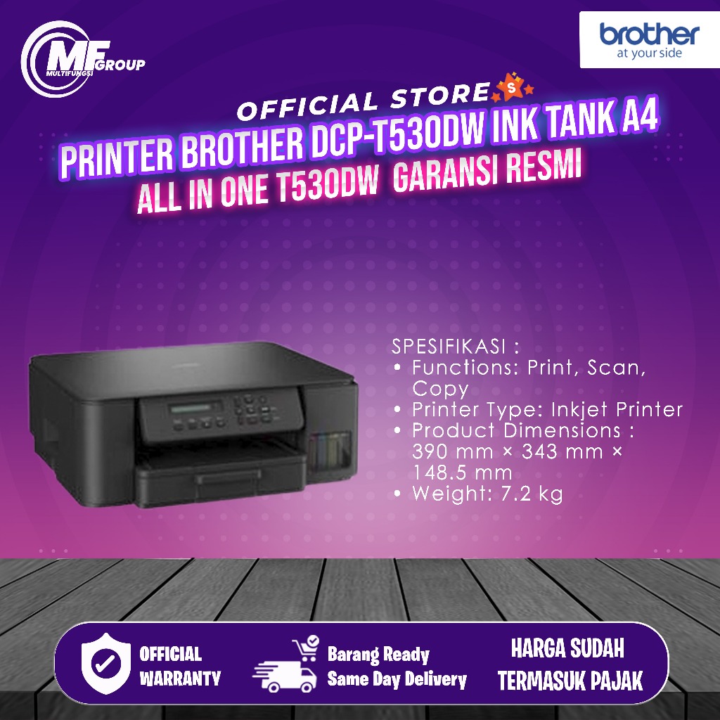 Jual Brother Printer DCP-T530DW Ink Tank A4 All In One T530DW Garansi ...