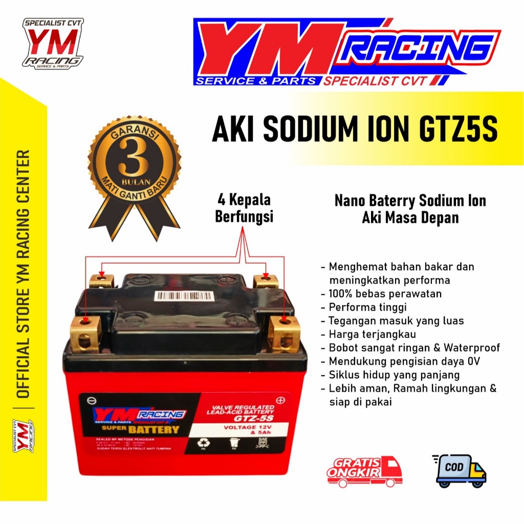 Jual AKI BEAT GTZ5S NANO BATTERY SODIUM ION ( AKI BEAT KARBU FI/ESP ...