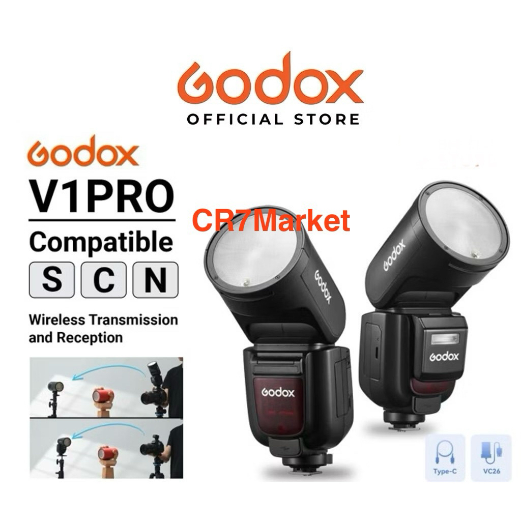 Jual GODOX V1 pro Round Head Flash Camera TTL For Sony Canon Nikon Fuji ...