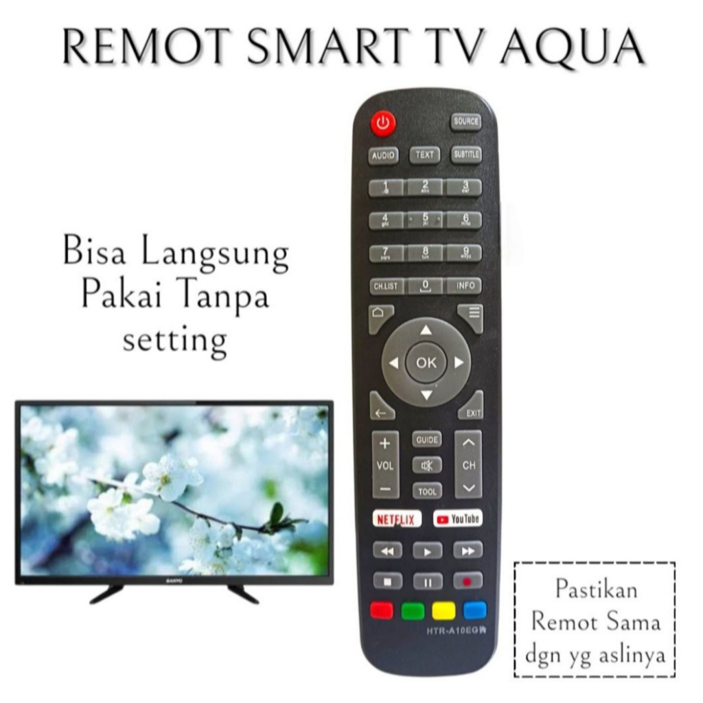 Jual Remot Smart Tv AQUA / Remote Android Tv HTR-A10 NETFLIX | Shopee ...