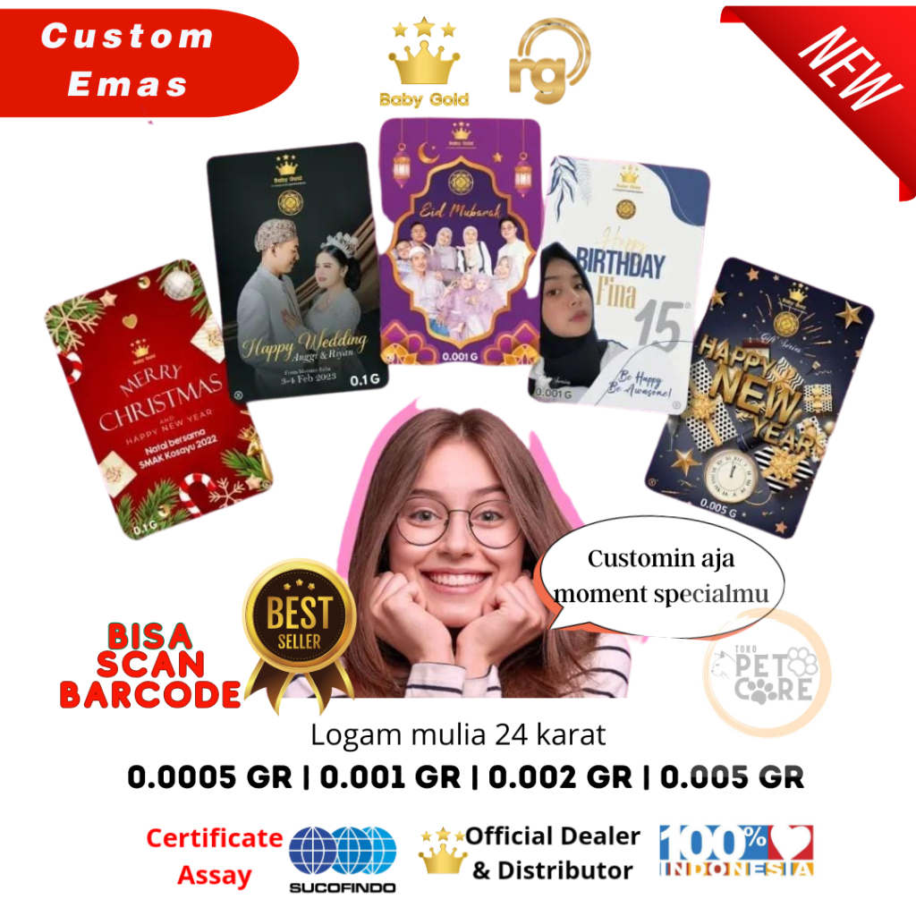 Jual Souvenir Custom Emas Design BABY GOLD RICHGOLD Emas Mini 24 karat ...