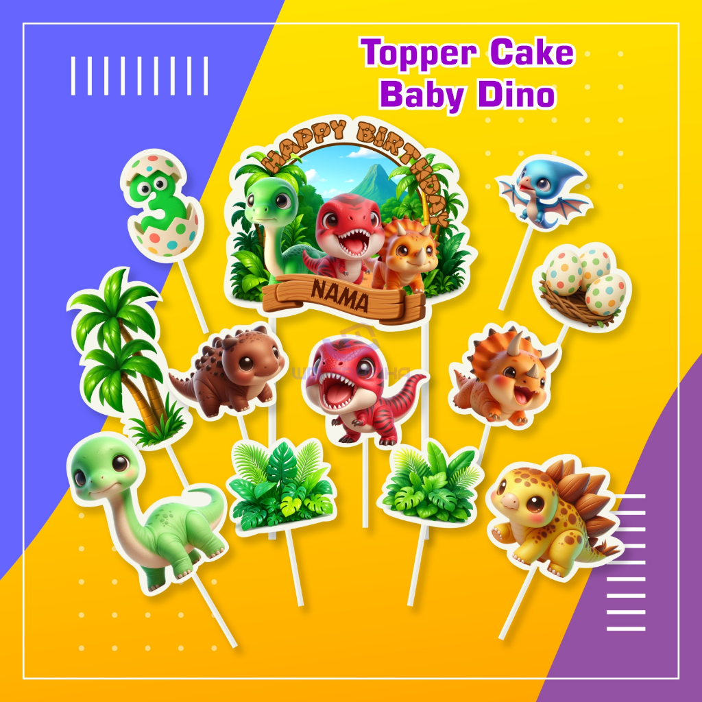Jual Topper Cake 1 Set Karakter Baby Dino Happy Birthday Hiasan Kue ...