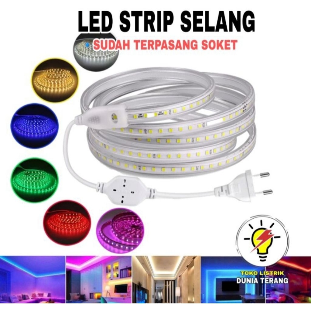 Jual LAMPU LED STRIP langsung pakai 5050A SMD AC 220V SUPER TERANG ...