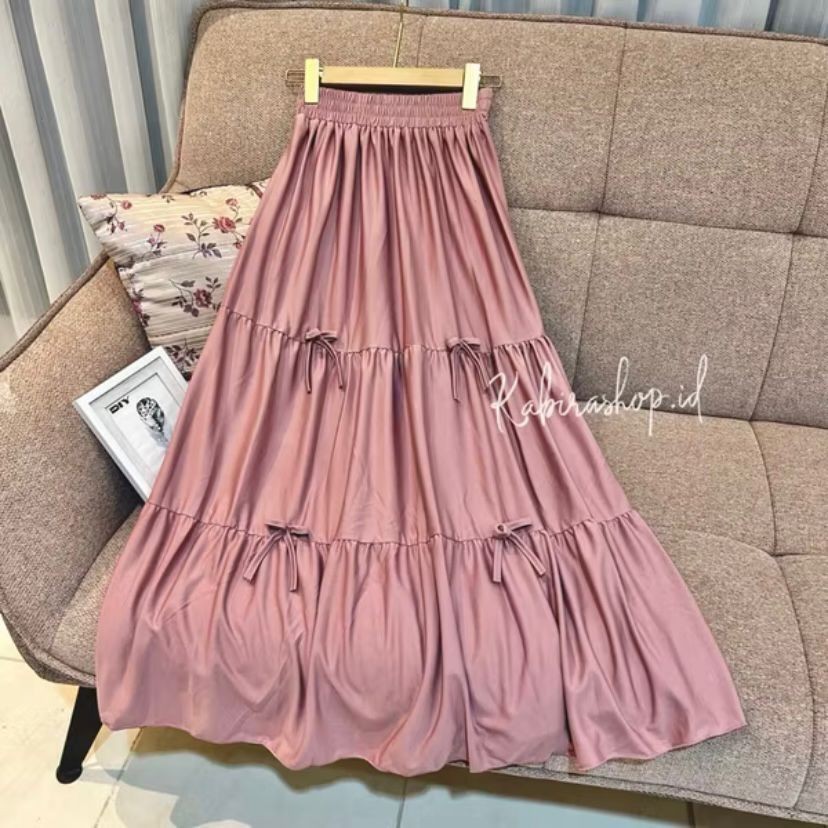 Jual Rok Canda Ruffle Skirt / Rok korea Rempel pita Maxi Skirt Panjang ...