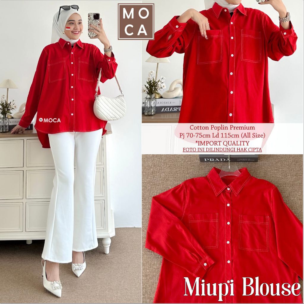 Jual MIUPI BLOUSE ATASAN WANITA LENGAN PANJANG WARNA MERAH RED KEMERDEKAAN DIRGAHAYU OOTD ...