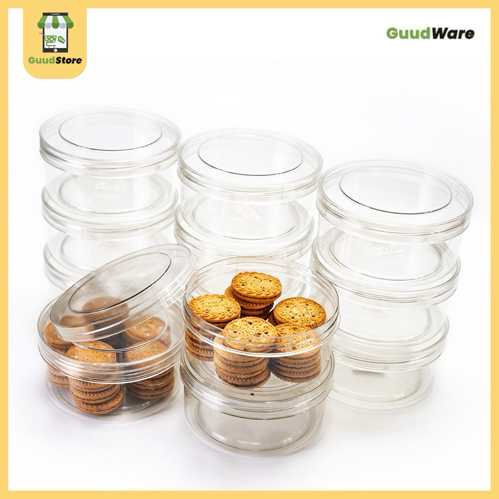 Jual (3-6 Pcs) Atara Toples kue bulat Tutup Ulir Plastik PET tebal anti ...