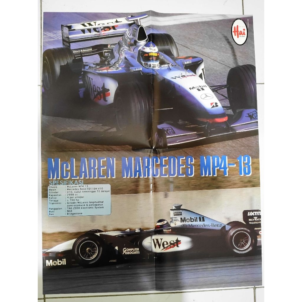 Jual Poster Mobil F1 McLaren Mercedes MP4-13 + Alanis Morissette ...