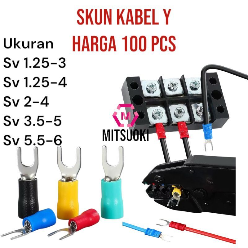 Jual 100 PCS Skun Kabel Y & Garpu Y Berbagai Ukuran Sv 1.25-3 Sv 1.25-4 Sv 2-4 Sv 3.5-5 Sv 5.5-6 ...