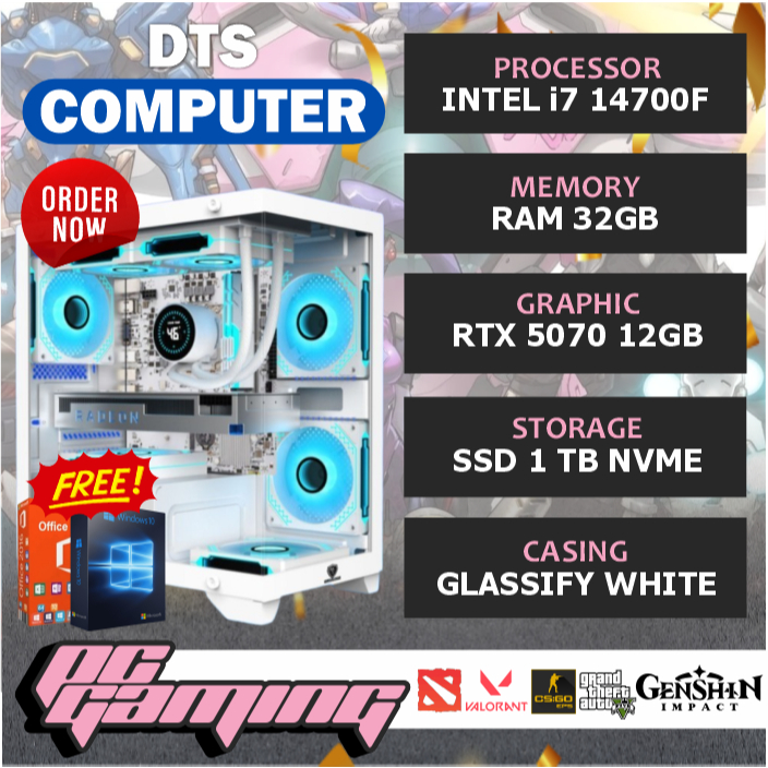 Jual PC Gaming | Intel i7 14700F | RTX 5070 12GB | 1TB NVME | 32GB RAM ...