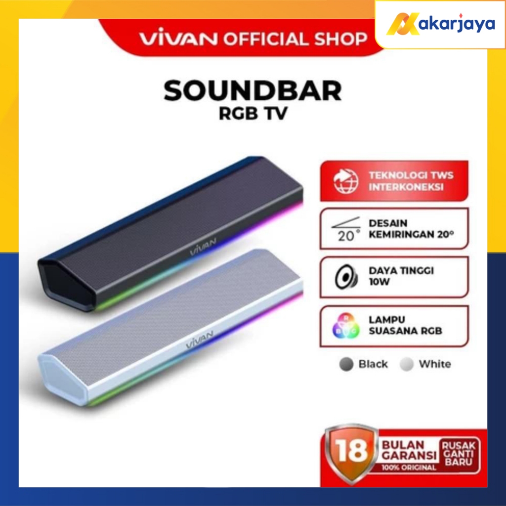 Jual VIVAN S2 40CM 10W / S2L 79CM 20W Soundbar Speaker TV Wireless Super Bass RGB LED Lampu ...