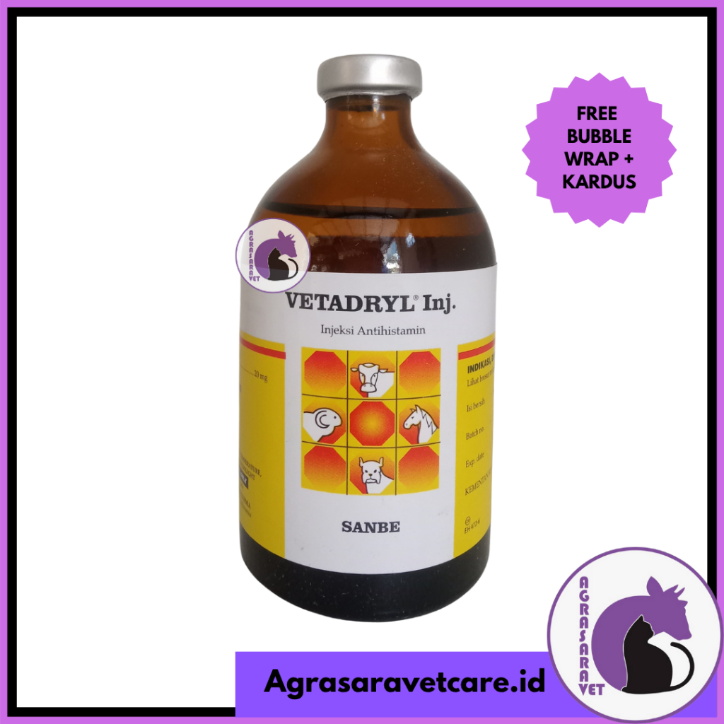Jual VETADRYL INJ 50 ml (Diphenhydramine) Antihistamin Anti Alergi ...