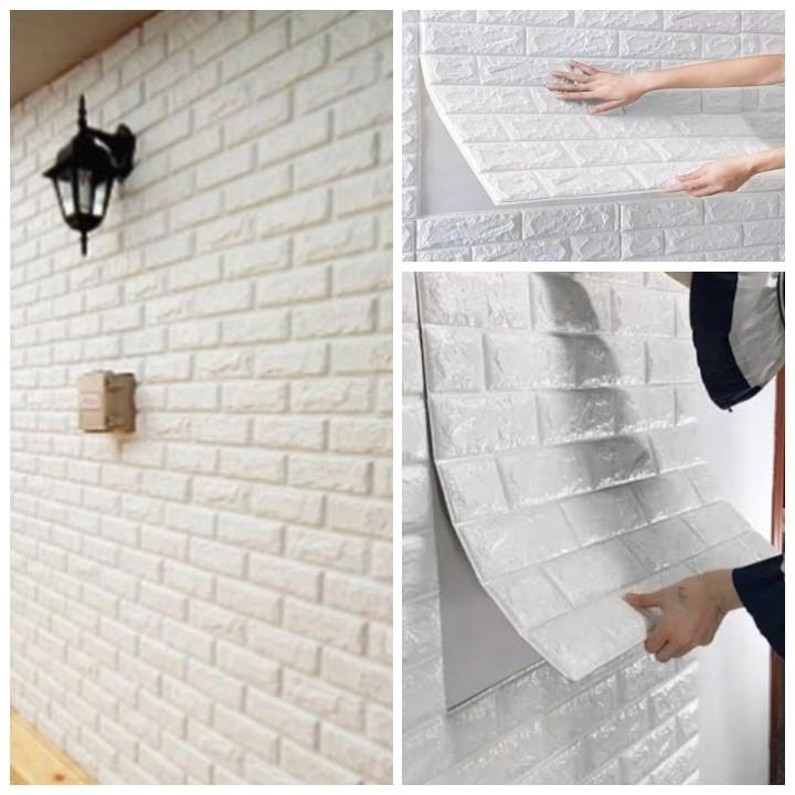 Jual Foam Wallpaper 3D Wallpaper Motif Bata Putih Timbul Foam Tebal ...