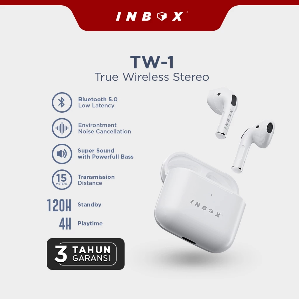 Jual Inbox TW-1 Earphone Bluetooth 5.0 Noise Cancelling Deep Bass ...