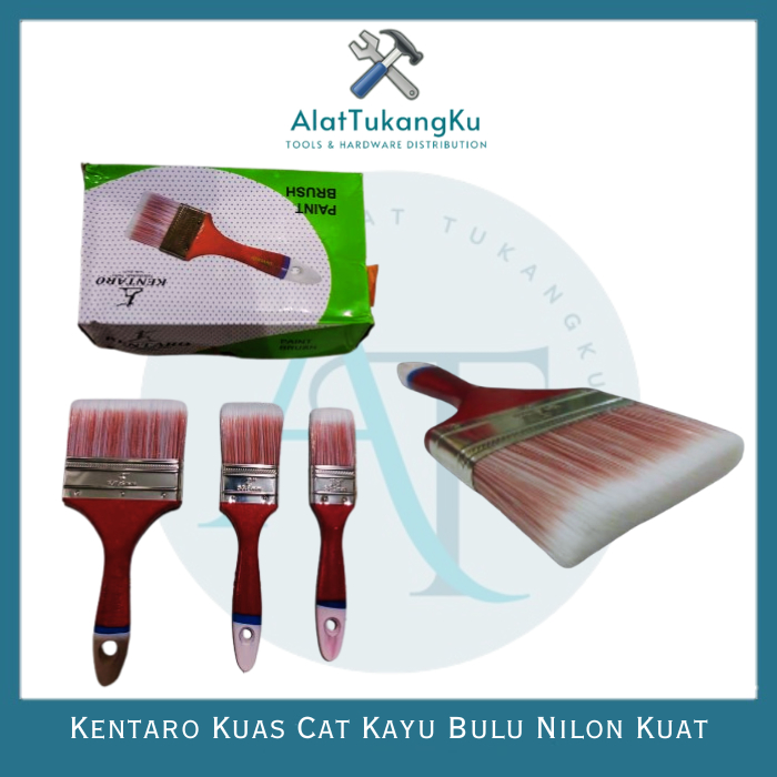 Jual Kentaro Kuas Cat Gagang Kayu Bulu Nilon Tebal Anti Rontok Lengkap ...
