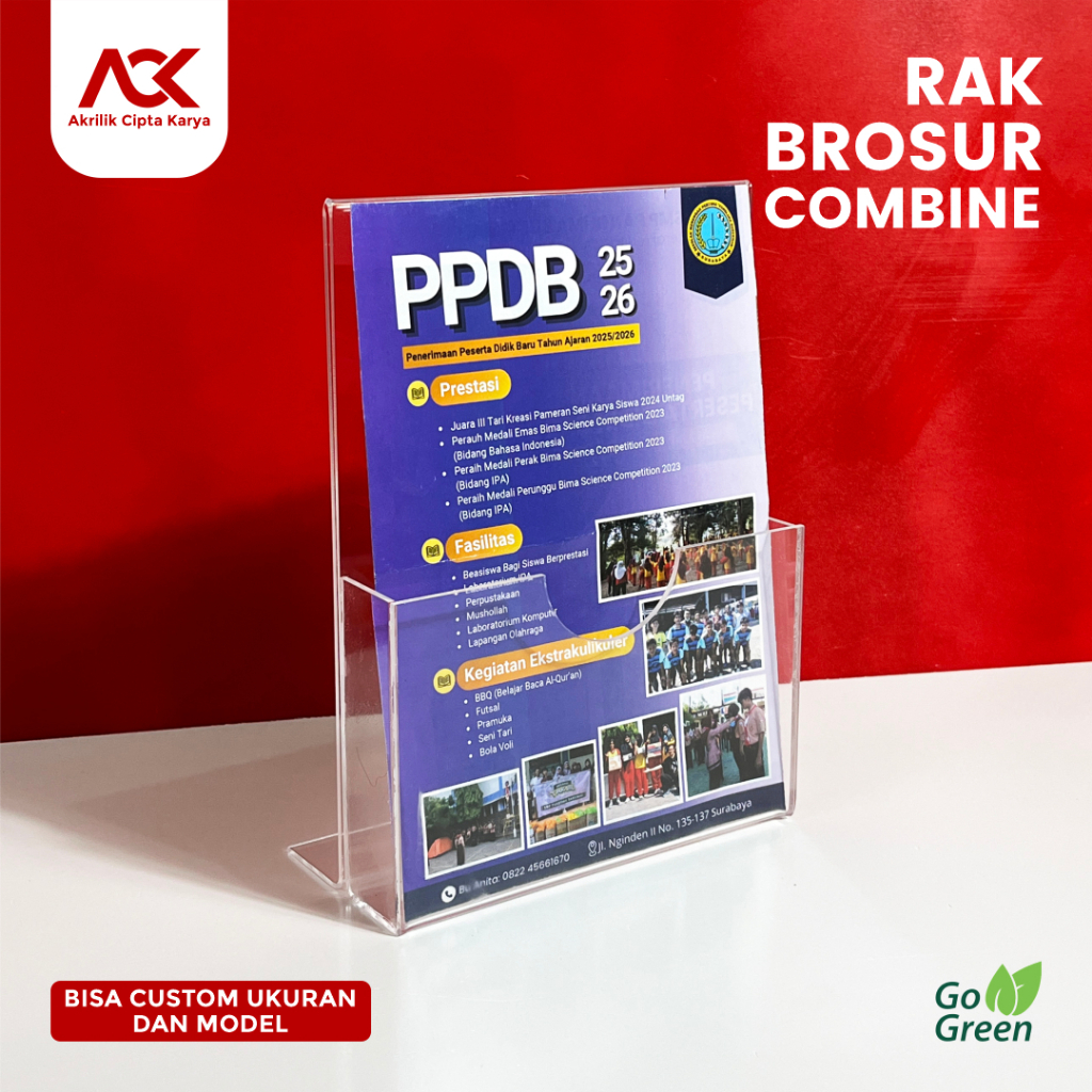 Jual Rak Tempat Display Brosur Akrilik Custom Model A4 - A5 - Combine ...