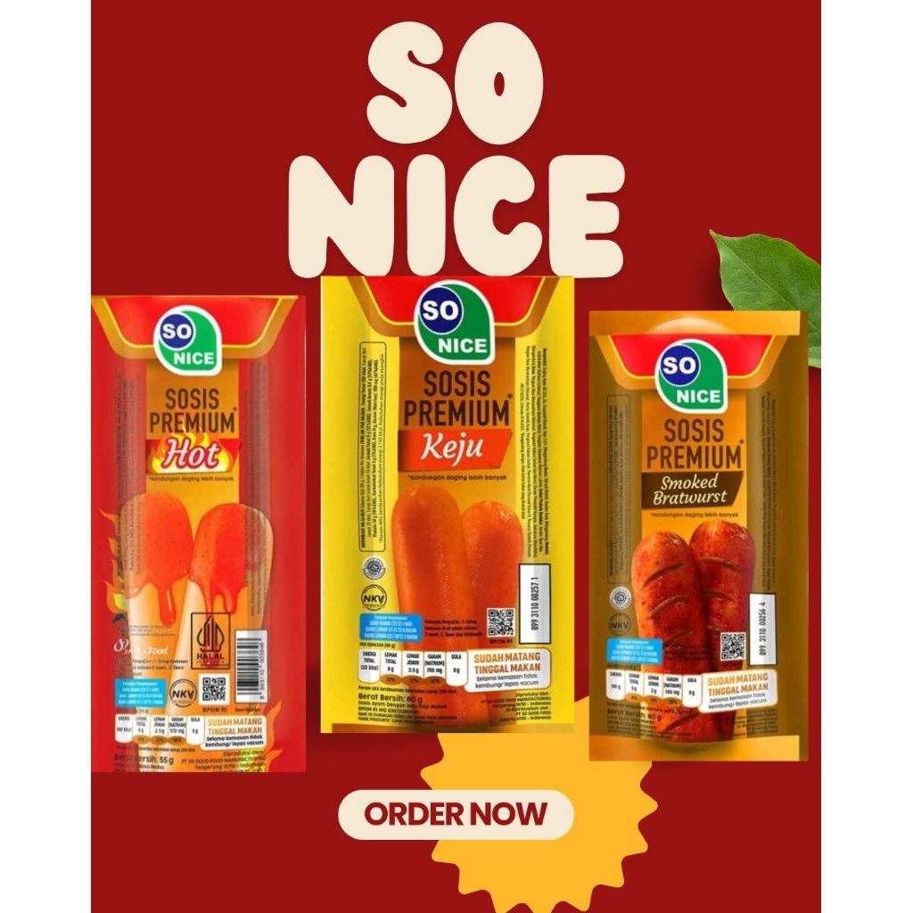Jual sosis so nice premium hot/keju/smoked bratwurst 60gr | Shopee ...