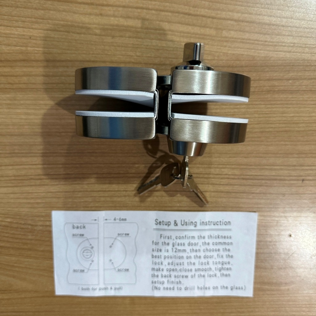 Jual Kunci Pintu Tambahan Kaca Tebal 12 Mm Model Kait Glass Door Lock ...