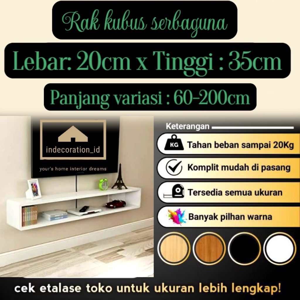 Jual rak ambalan kubus gantung Lebar 20cm x P50-150cm x T35cm Ambalan ...