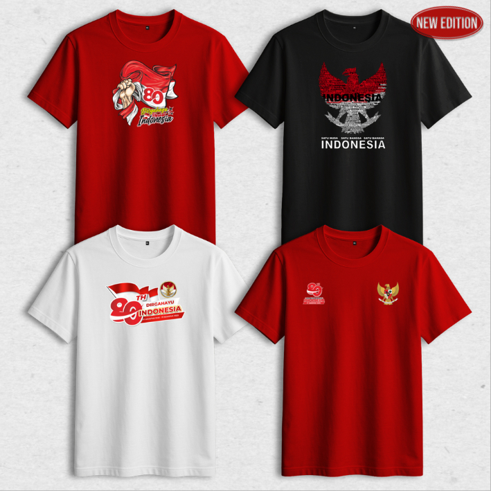 Jual PS | Kaos Oblong Merah Putih 17 Agustus 2025 | Baju Kemerdekaan RI ke-80 | Tshirt Indonesia ...