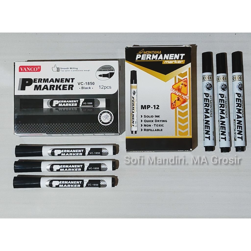 Jual Sepidol Permanen Hitam / Spidol Besar 1 pack Isi 12 pcs | Shopee ...