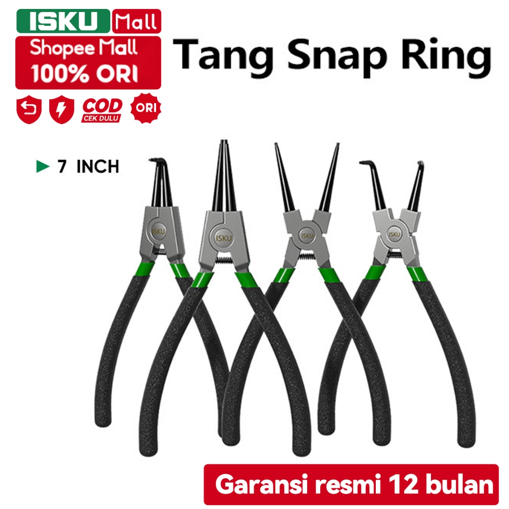 Jual ISKU Tang Ring Snap 7 inch Tang Circlip/Tang Penjepit Bengkok Tang ...