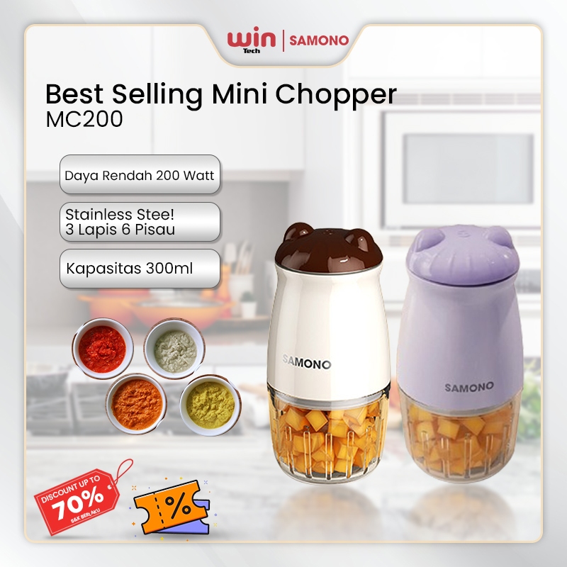 Jual SAMONO Food Chopper Multifungsi 300ml Penghalus Daging dan Bumbu ...