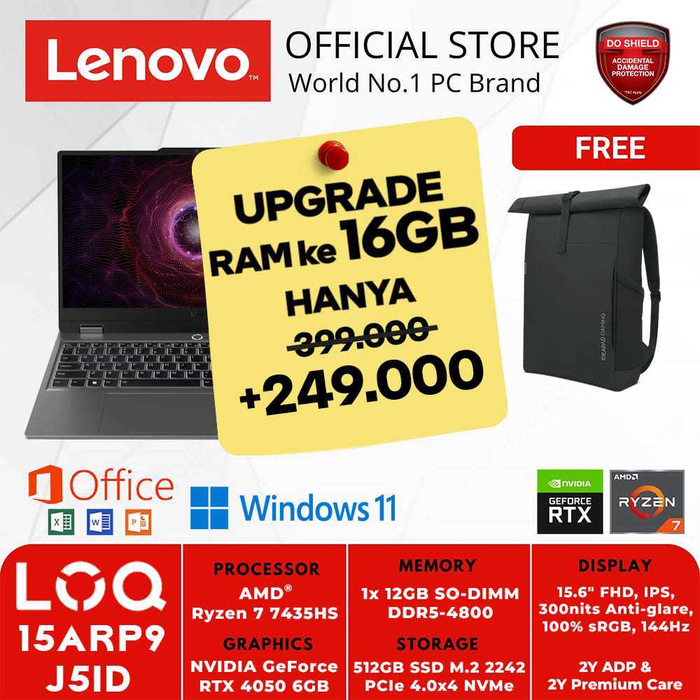 Jual LENOVO GAMING LOQ 15ARP9 J5ID LUNA GREY AMD RYZEN 7-7435HS 12GB ...