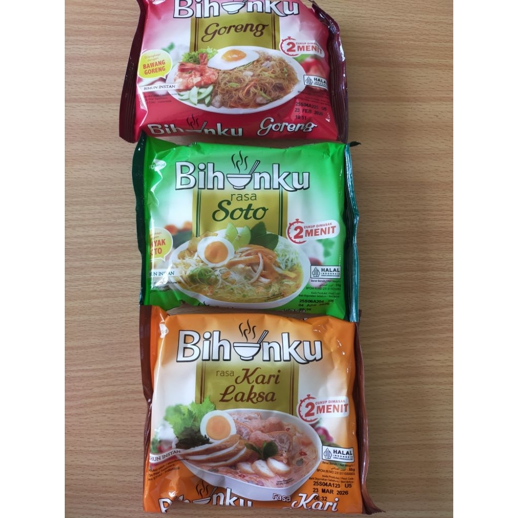 Jual Bihunku kari laksa 55gr/Bihunku goreng 60 gr/ Bihunku soto 55 gr ...