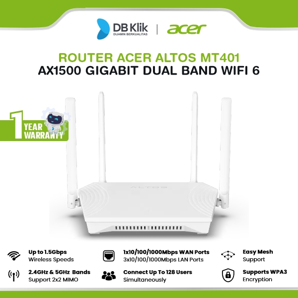 Jual ACER Router Altos MT401 AX1500 Gigabit Dual Band Wifi 6 | Shopee ...