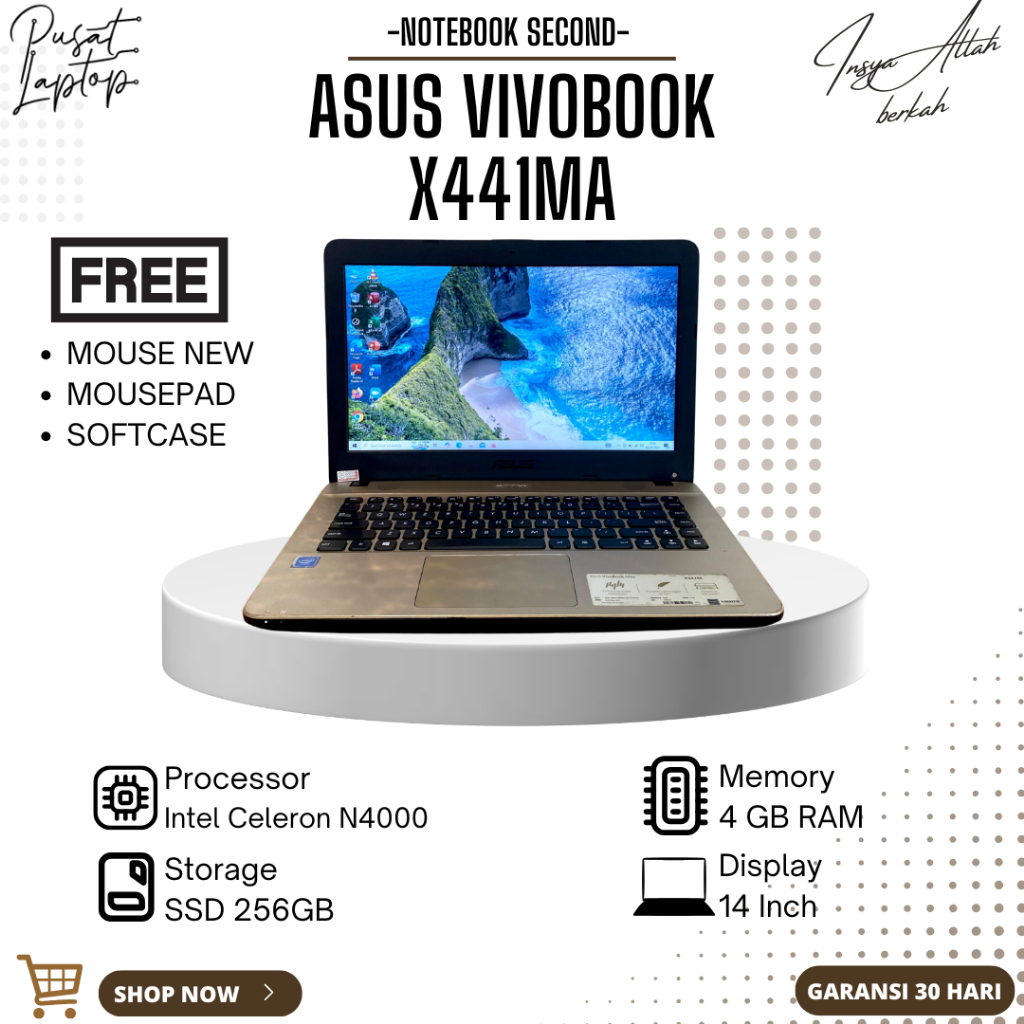 Jual LAPTOP ASUS X441M SECOND | INTEL CELERON N4000 | RAM 4GB | SSD ...