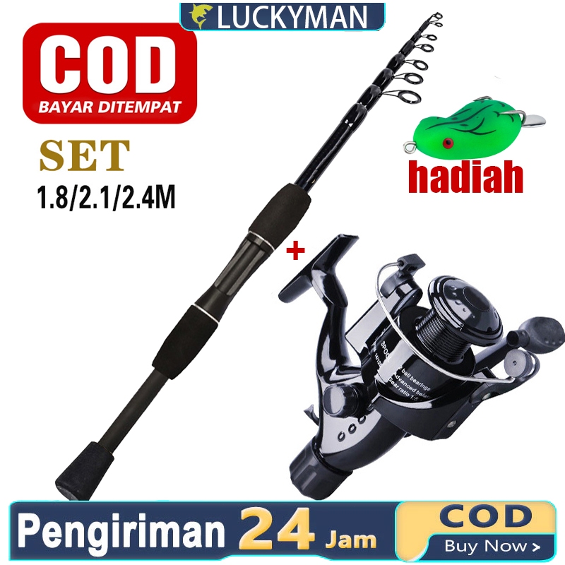 Jual LUCKY MAN Set Tongkat dan Gulungan Pancing pancingan 1 set lengkap ...