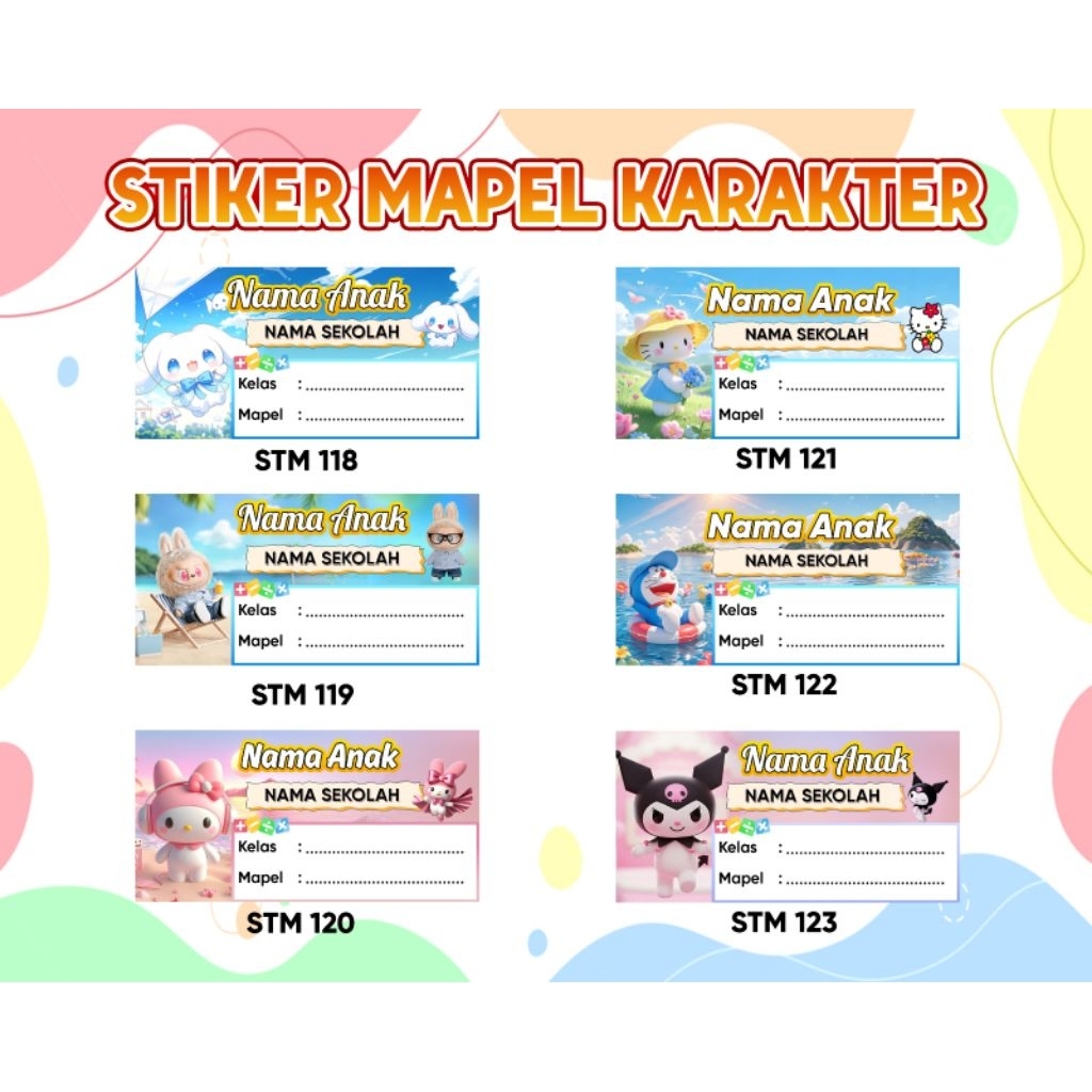 Jual Print Cetak Stiker Nama Buku Sekolah Custom Stiker Label Nama ...
