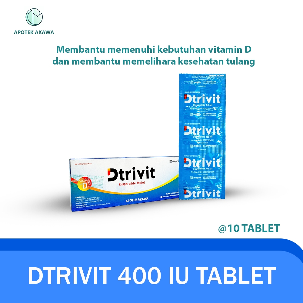 Jual DTRIVIT 400 IU / VITAMIN D3 400 IU / APOTEK AKAWA | Shopee Indonesia
