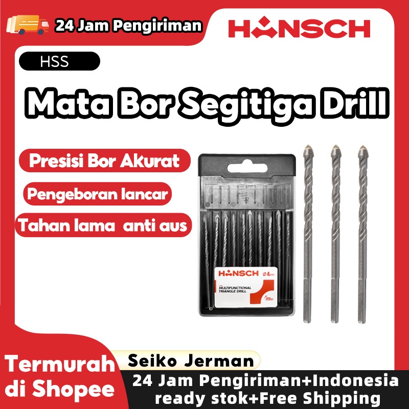 Jual HANSCH Mata Bor Segitiga Besi Untuk Keramik / Porselen /Kaca ...