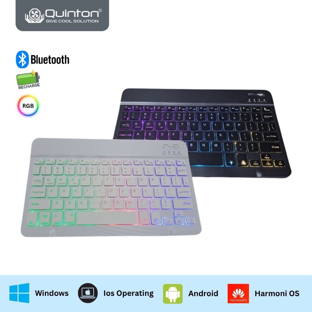 Jual Keyboard Wireless Bluetooth 10 Inch Led RGB recharge slim - untuk ...