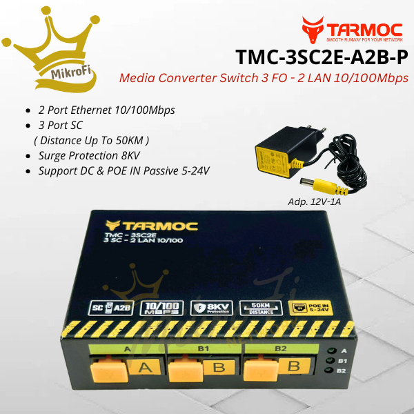 Jual Tarmoc TMC-3SC2E-A2B-P | Media Converter Switch 3FO 2LAN / 3 FO 2 ...