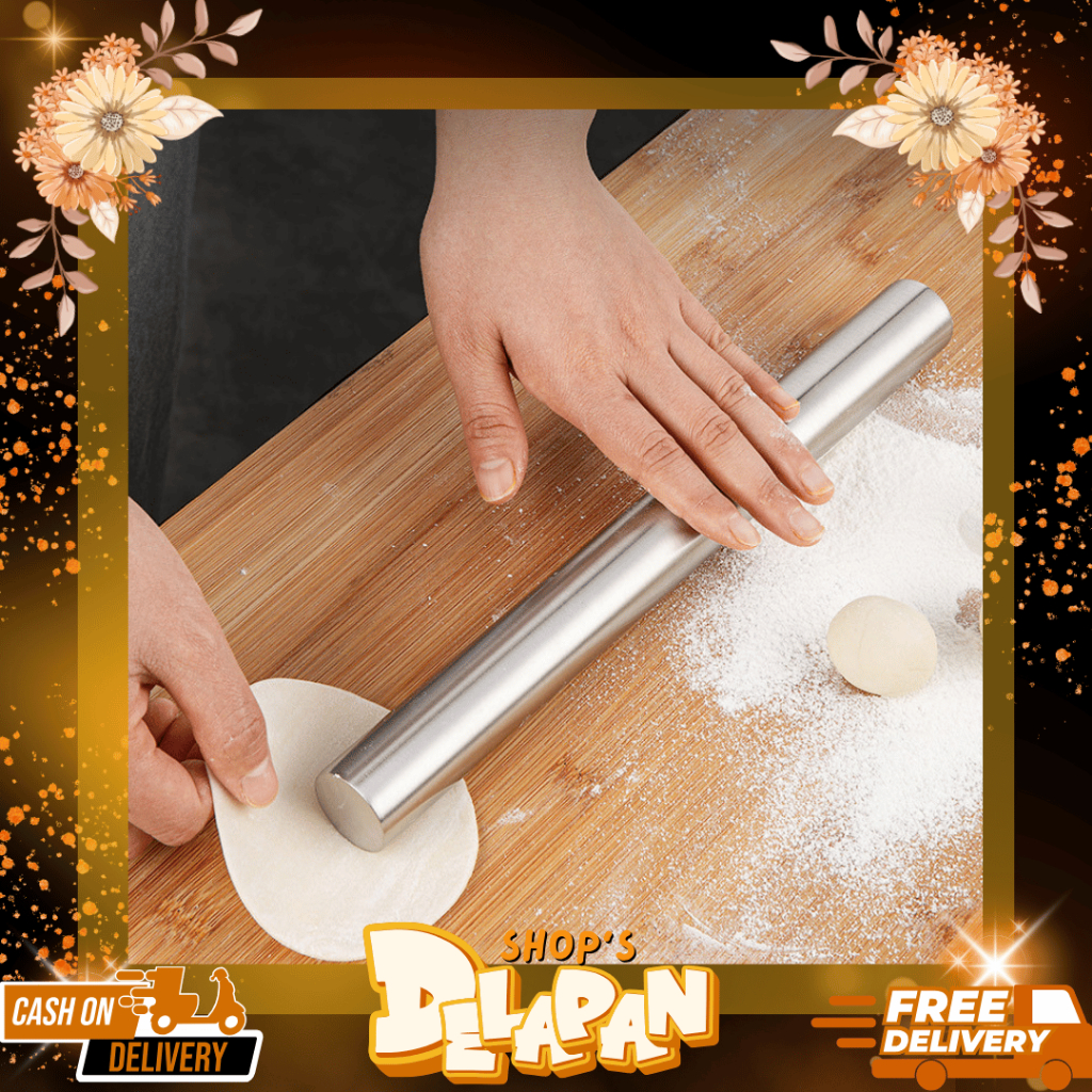 Jual DELAPANSHOPS | Gilingan adonan stainless Rolling pin Stainless ...