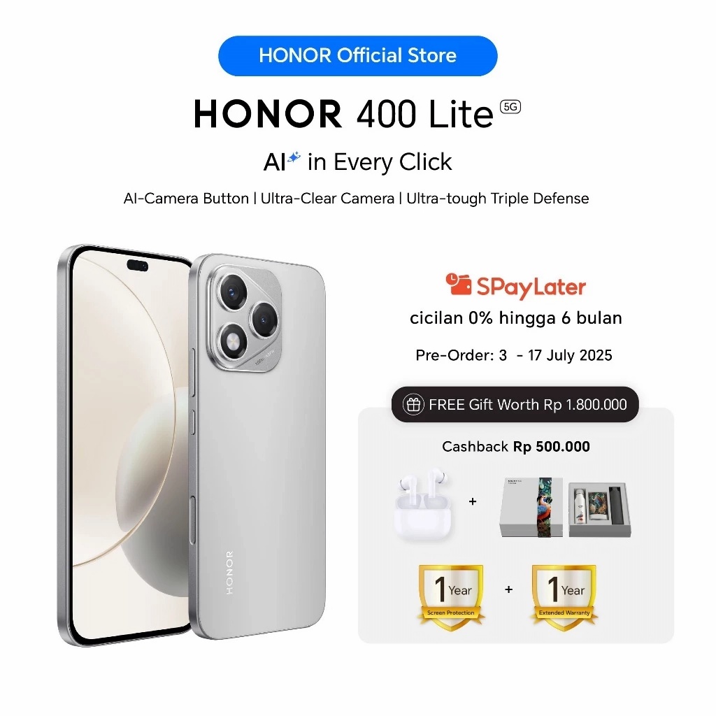 Jual HP HONOR 400 Lite 5G 8/256 GB Camera 108MP Original Garansi Resmi ...