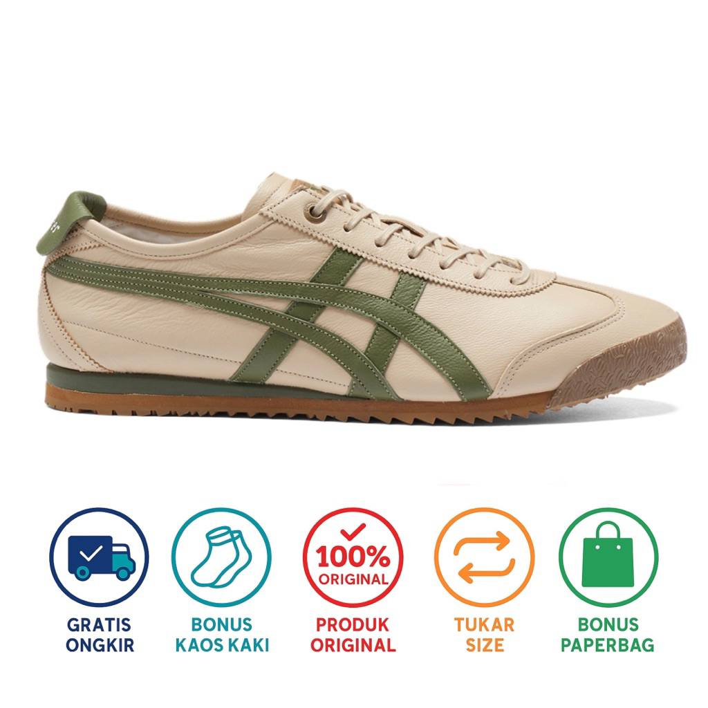 Jual Sepatu Onitsuka tiger Super Deluxe Beige Green // Free faverbag & kaos kaki | Shopee Indonesia