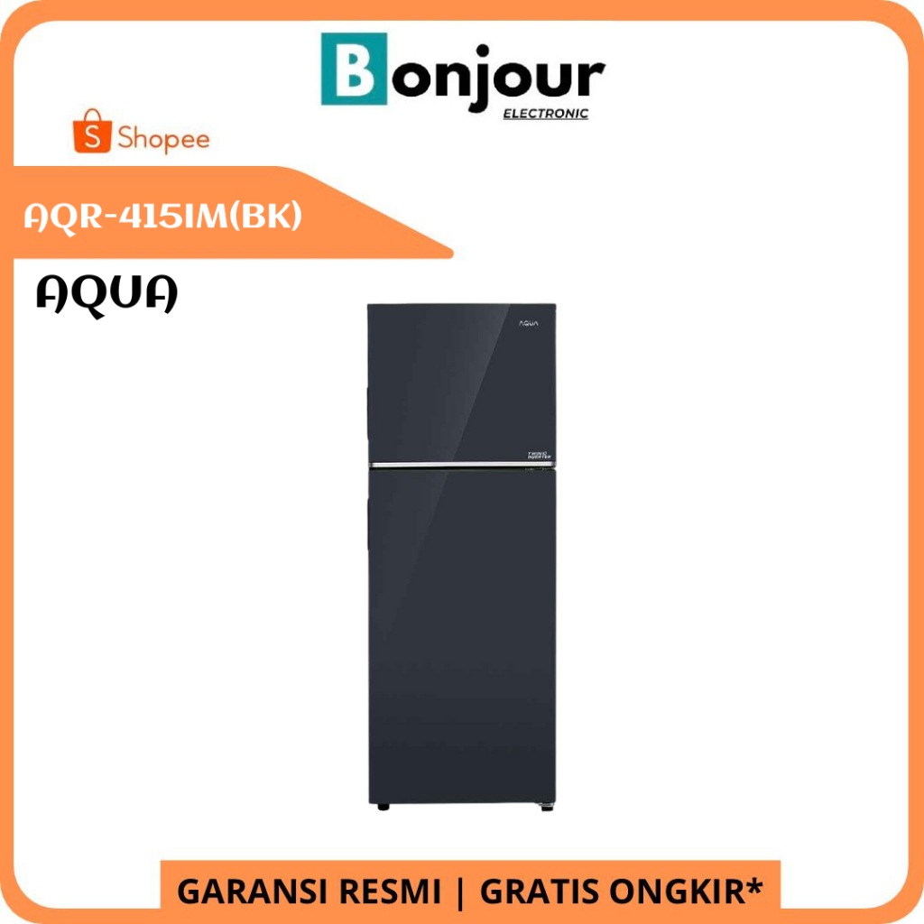 Jual Kulkas AQUA 2 Pintu AQR-415IM(BK) Twin Inverter Kulkas Top Freezer ...