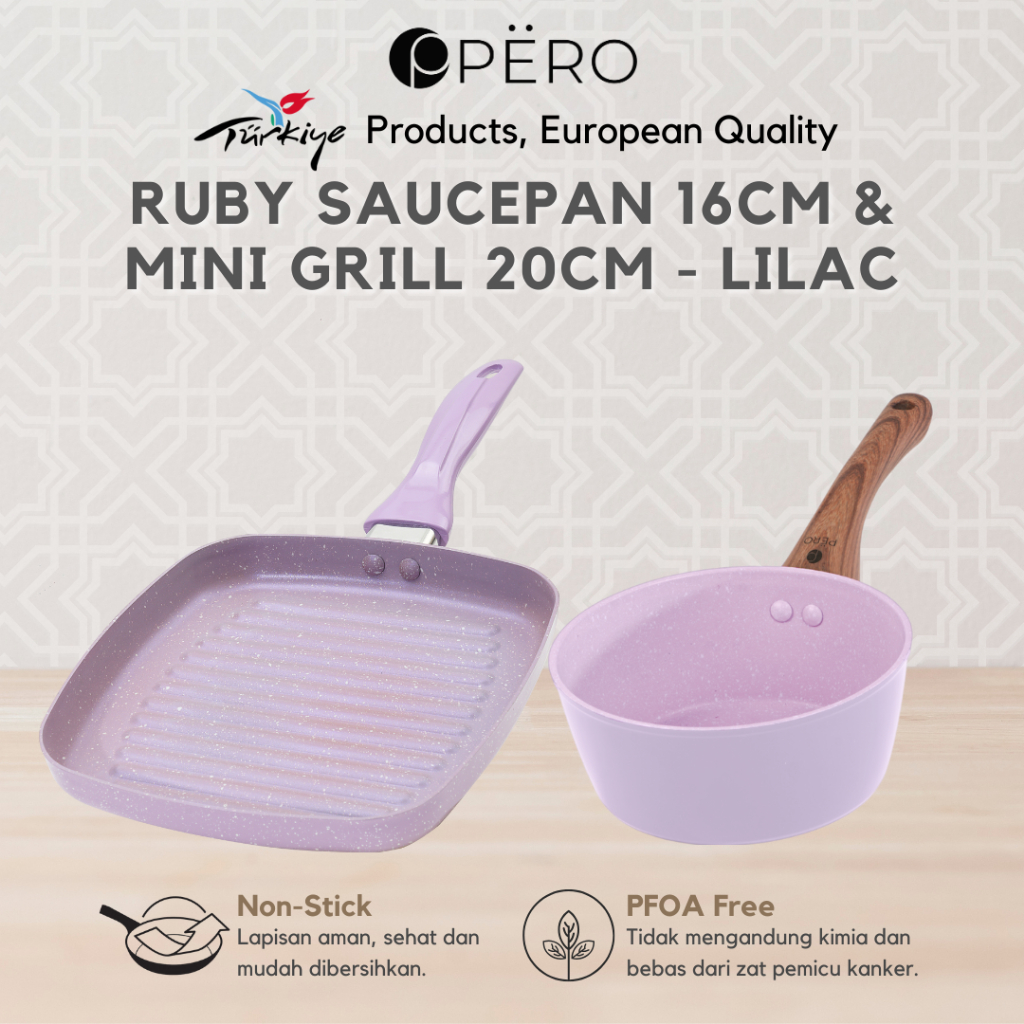 Jual Pero Bundling Set of 2 Ruby Saucepan 16cm & Mini Grill Pan 20cm ...