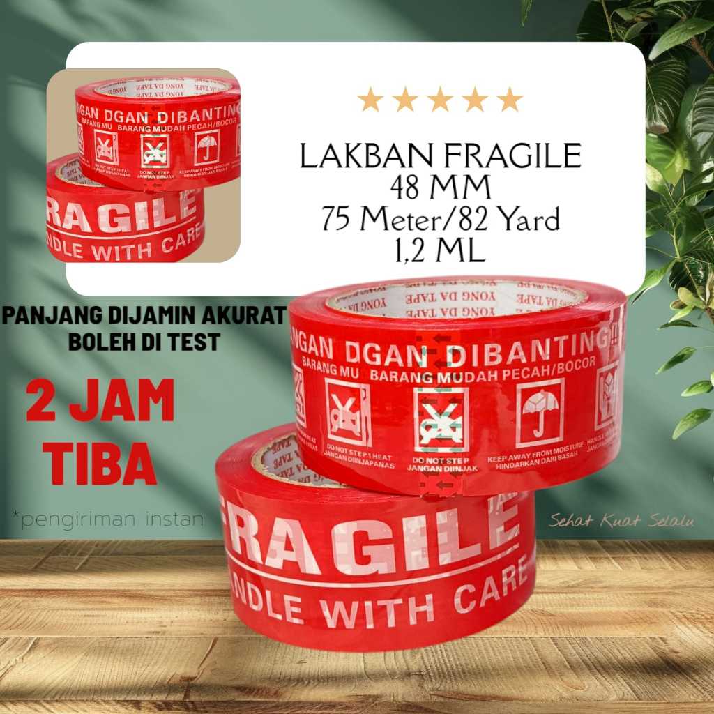 Jual Lakban FRAGILE & SHOPEE 48MMX75 Meter 82 YARD | Solatip lem ...