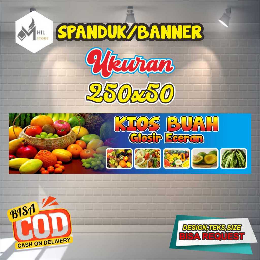 Jual Spanduk Banner Ukuran 200X50cm Kios Buah Free Custom Design Dan ...