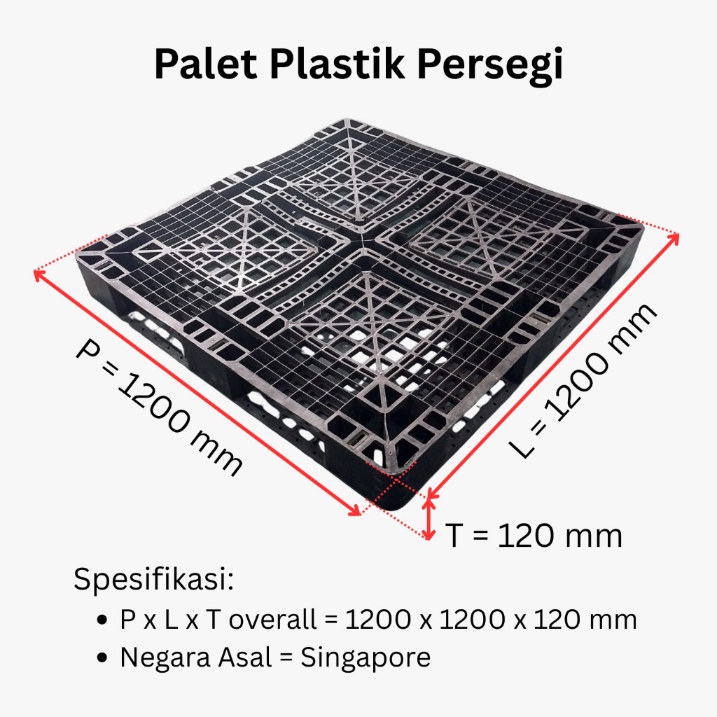 Jual Palet Plastik Persegi 120 x 120 x 12 cm import ex Singapore ...