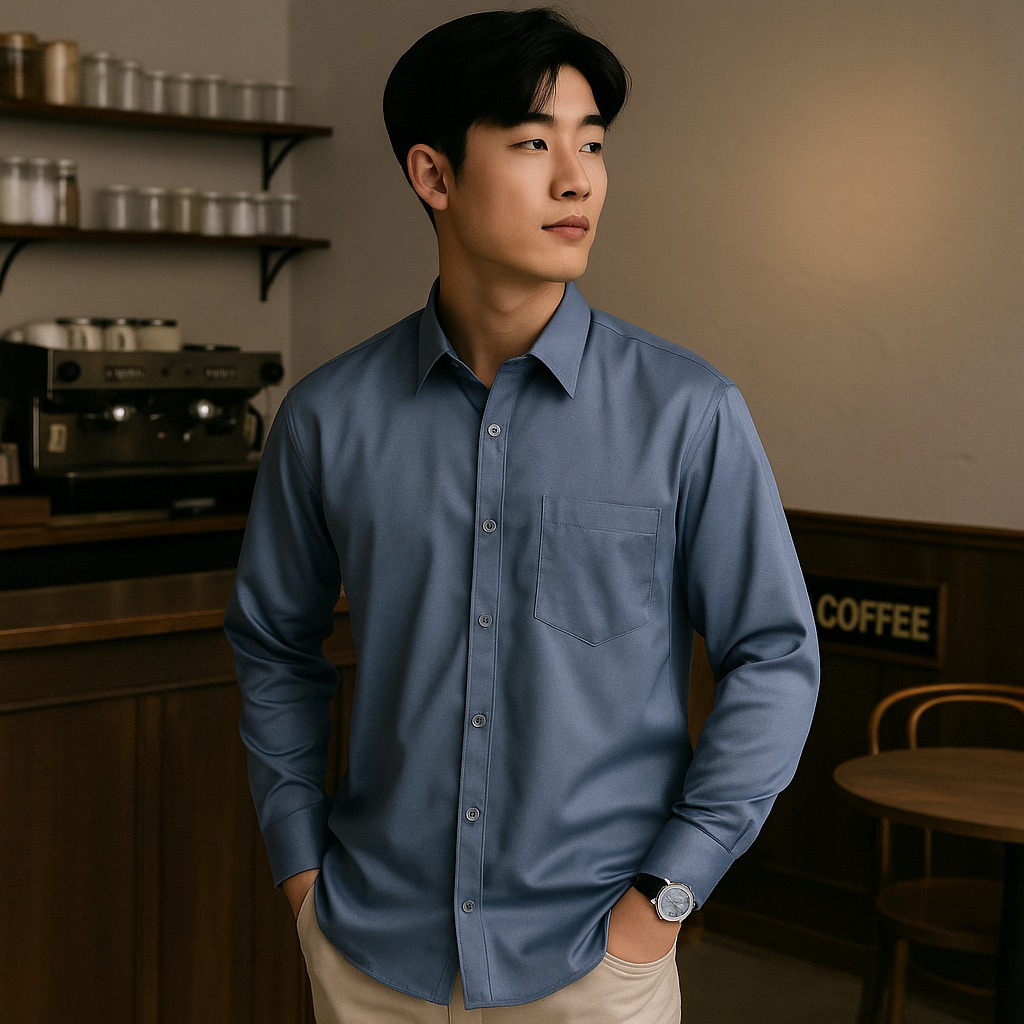 Jual Kemeja Polos Lengan Panjang Pria Katun Toyobo - Casual Formal Look ...
