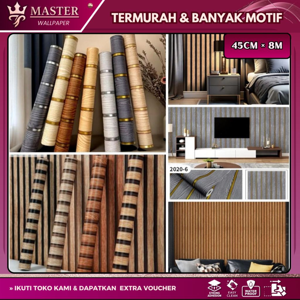 Jual Wallpaper Dinding Motif Panel/Kayu Wallpaper Sticker Murah ...