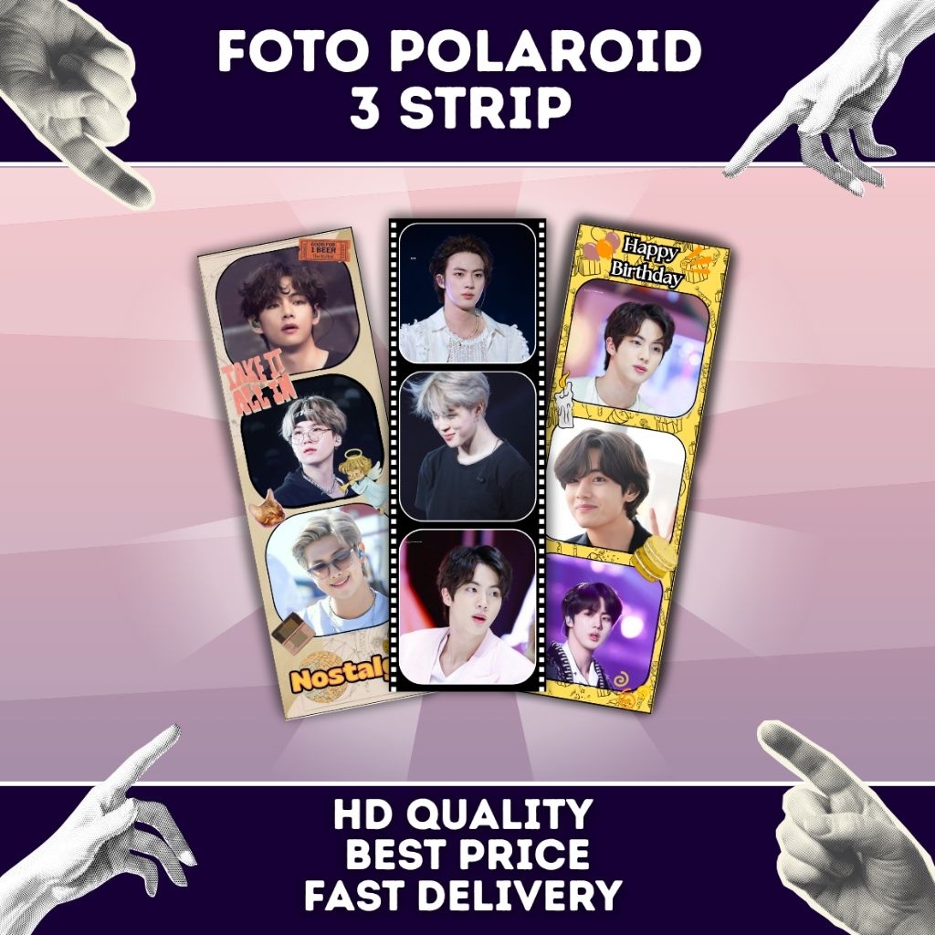 Jual Polaroid Strip 3 Gambar Custom, Cetak Desain Sendiri, Bisa untuk ...