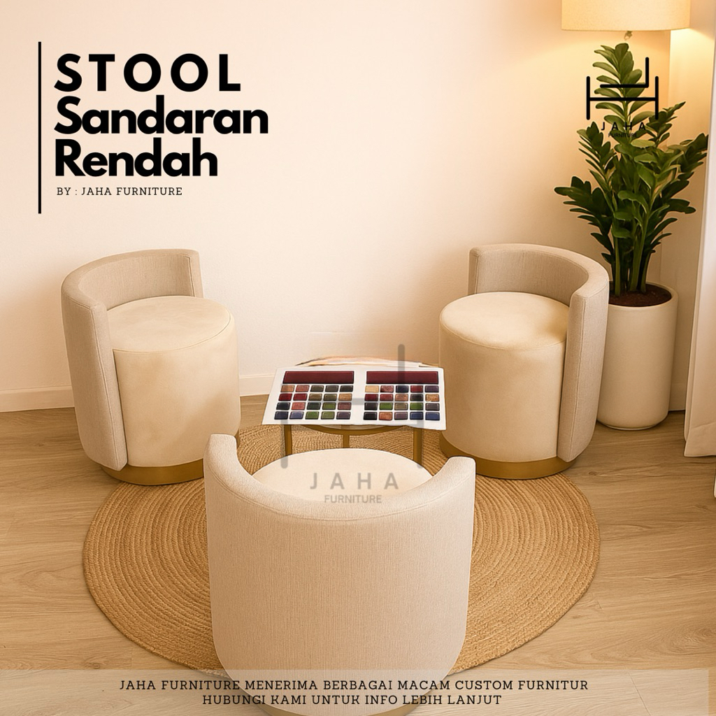 Jual SOFA STOOL SANDARAN LENGKUNG RENDAH // SOFA MINIMALIS // JAHA ...