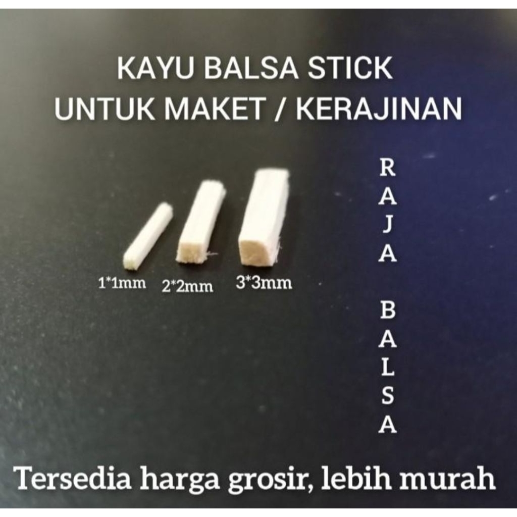 Jual Kayu balsa stick 1mm x 1mm x 50 cm balsa stick kayu maket | Shopee Indonesia